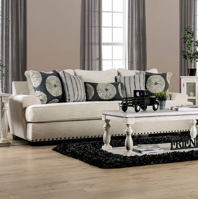 Furniture of America® Germaine Ivory Sofa | L.V. Sofa Factory ...