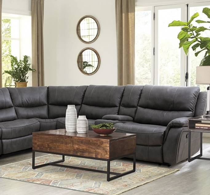 Dark grey recliner sofa store