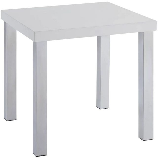 ACME Furniture Harta White Top End Table with Chrome Base | Stylehouse Furnishings | Nipomo, CA