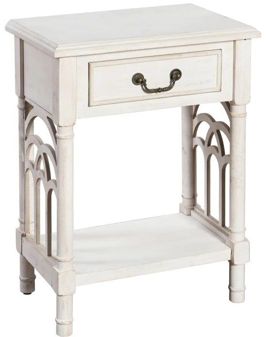 StyleCraft Distressed White Cathedral Side Table | Brownie Furniture ...