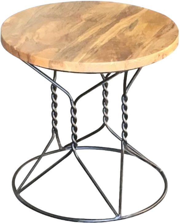 Jaipur Furniture Ravi Range Black/Brown Wooden Top Iron Stand Stool ...