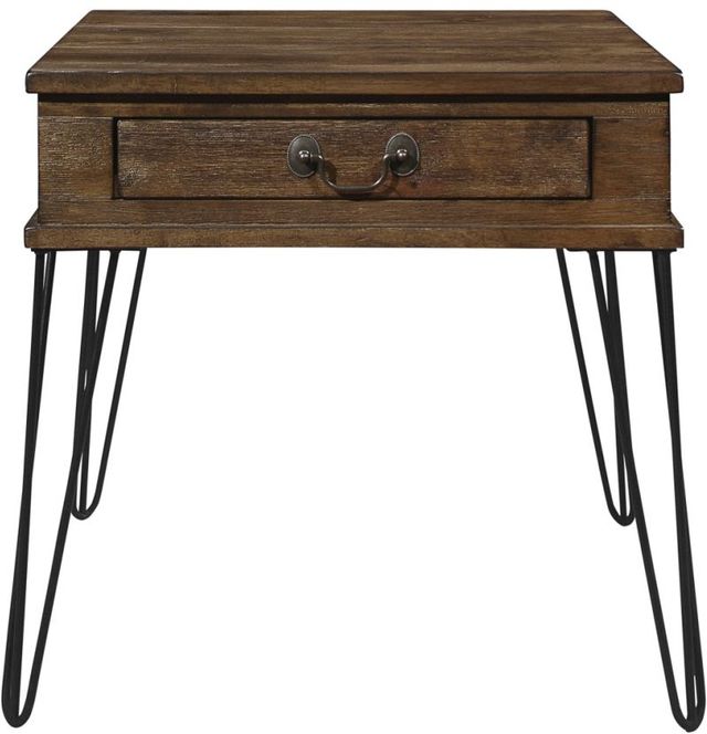 Mazin Furniture Shaffner Rustic Oak End Table with Black Hairpin Legs ...