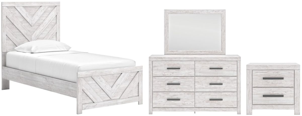 Signature Design by Ashley® Cayboni 4-Piece Whitewash Twin Panel Bed ...