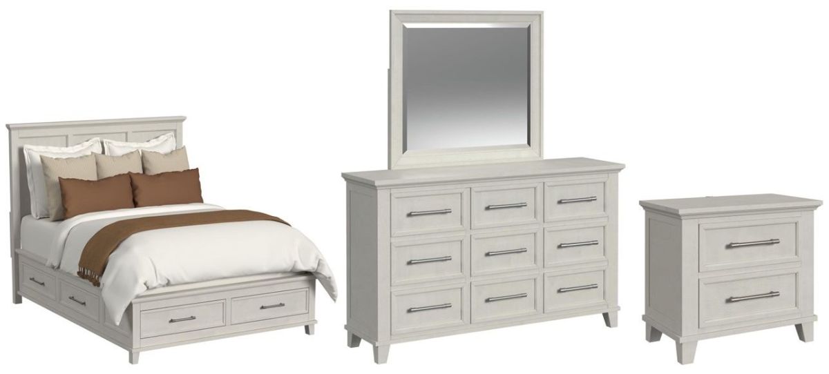 Elements International Canterbury 4-Piece Ivory Queen Bedroom Set ...