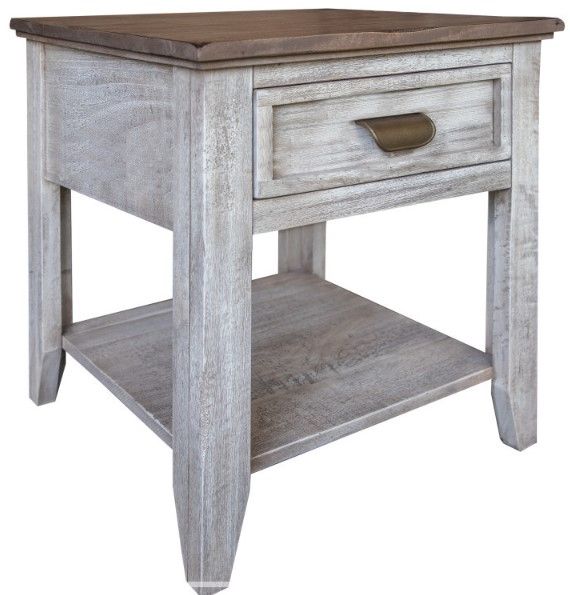 International Furniture Direct Sahara Cream End Table with Caramel Top ...