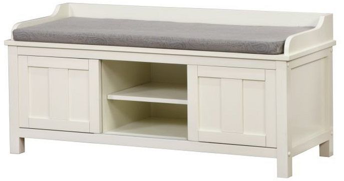 Linon Lakeville Antique White Storage Bench | Colder's | Milwaukee Area