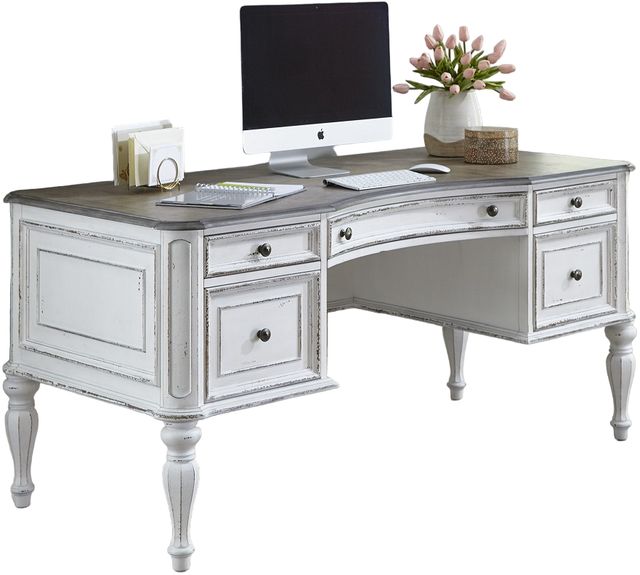 Liberty Furniture Magnolia Manor Weathered Bark Top Writing Desk with ...