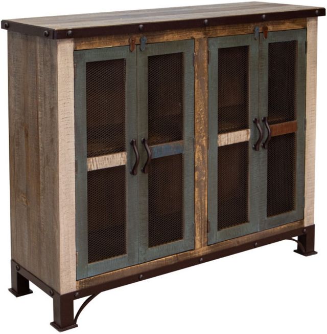 International Furniture Direct Antique Mullti-Colored 4-Door Console ...