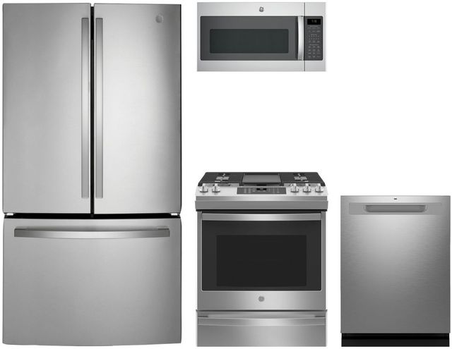 GE® 4 Piece Stainless Steel Kitchen Package | Fullerton Appliance