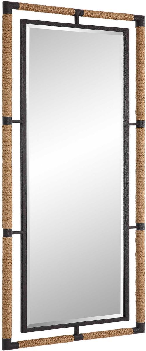 Uttermost® Melville Rust Black Iron/Rope Tall Mirror | Bob Mills Furniture