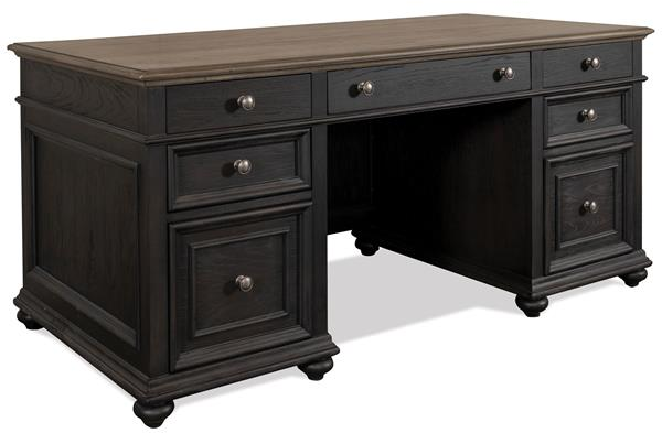 Riverside Furniture Regency Antique Oak/Matte Black Executive Desk ...