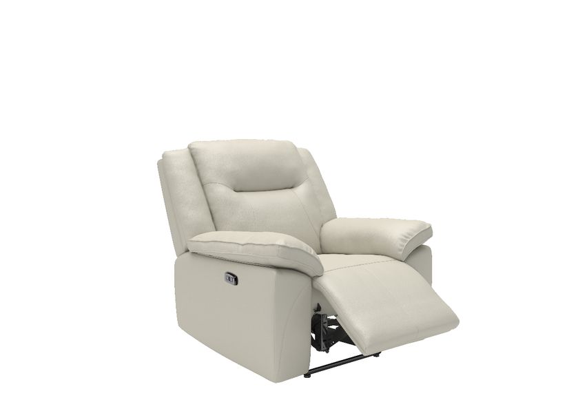 Kate Preston Home Grey Leather Power Headrest Recliner | Pieratt's