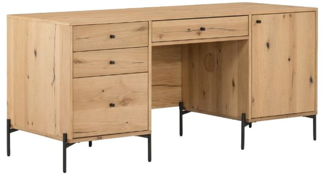 Four Hands Eaton Dark Gunmetal/Light Oak Executive Desk | Karvonen’s