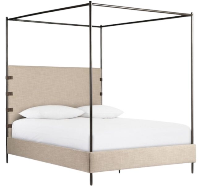 Four Hands Anderson Palm Ecru Queen Canopy Bed | Karvonen’s