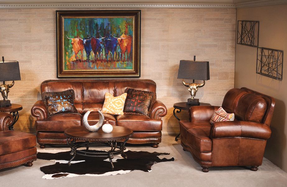 Cowboy Top-Grain All Leather 2-Pc Living Room Set | Lacks Furniture ...
