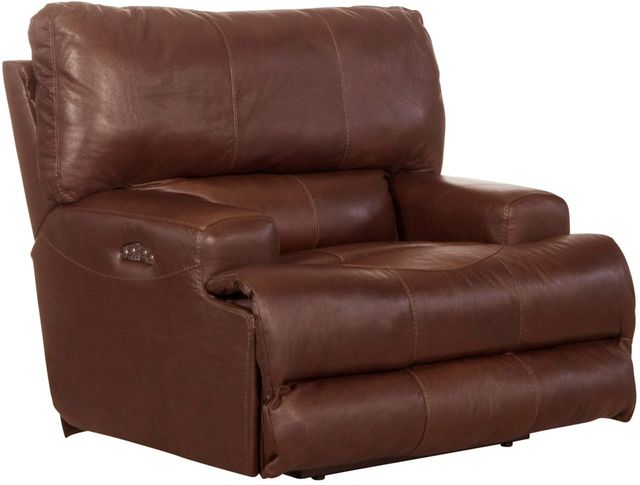 Catnapper® Wembley Walnut Leather Power Lay Flat Recliner with Power ...