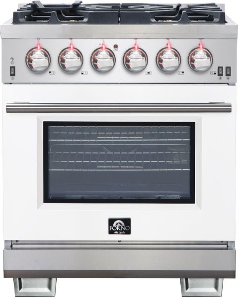 FORNO® Capriasca 30" Stainless Steel Pro Style Gas Range with White ...