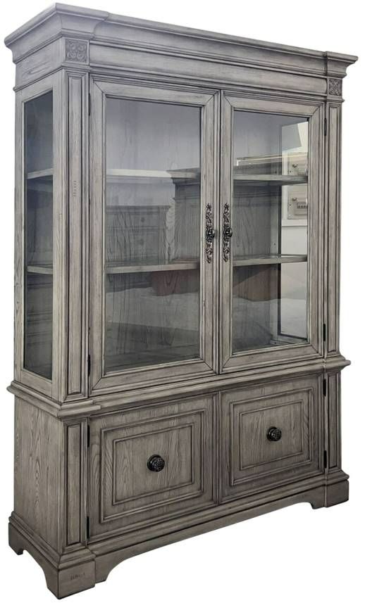 Elements International Glenmore Aged Gray Curio | Bob Mills Furniture