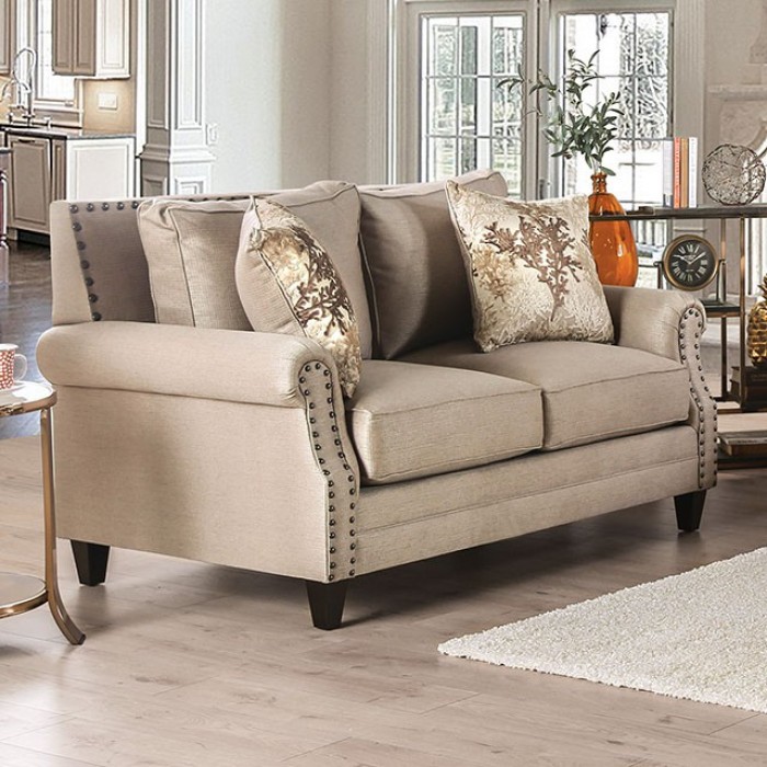 Furniture of America Briana Beige Loveseat