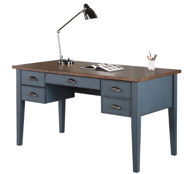 Martin Furniture Fairmont Dusty Blue Half Pedestal Desk | Fischer ...