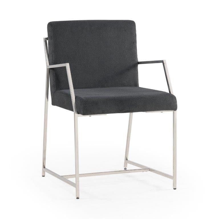 Bassett Mirror Polygon Comfy Charcoal/Stainless Arm | Bob Mills Furniture