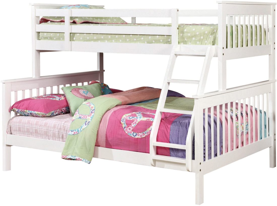 Coaster Chapman White Twin Full Youth Bunk Bed Comfort Center Furniture