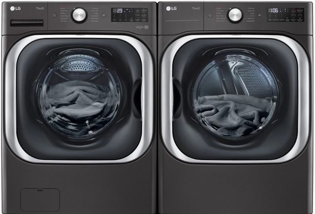 LG Black Steel Front Load Laundry Pair | Baker's Appliance Canada