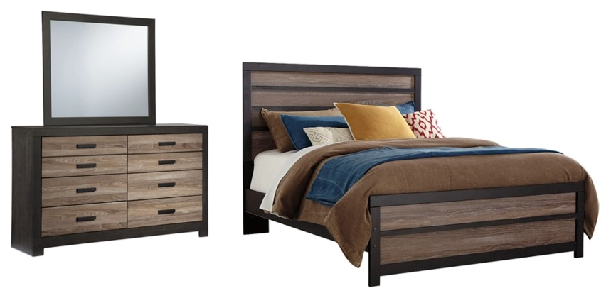 Signature Design by Ashley Harlinton 2 Piece Warm Gray Charcoal Queen Panel Bed Set Logan UT