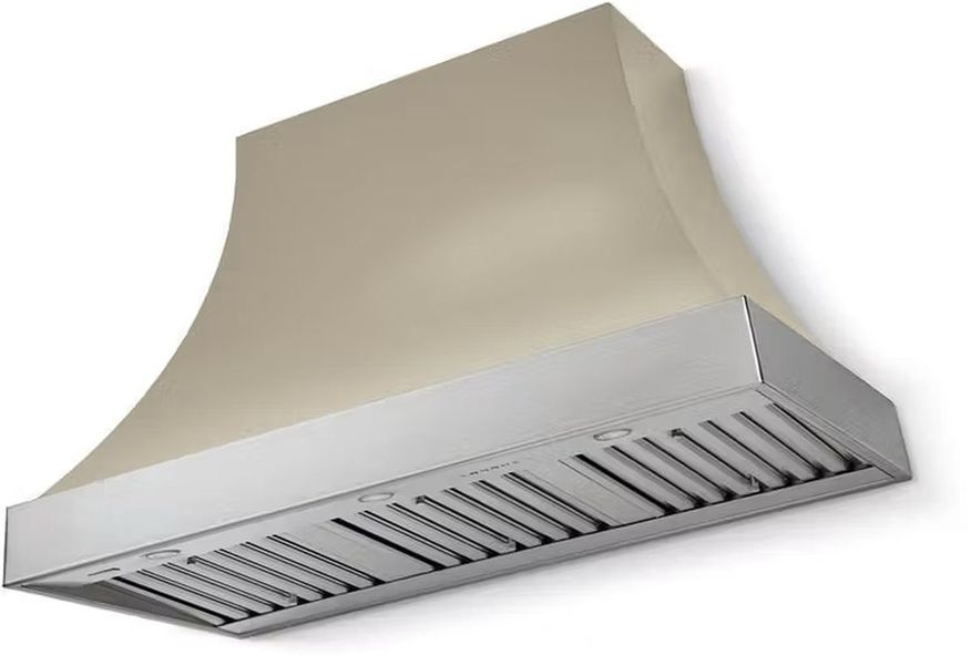 AGA Cascade 36" Fawn Wall Mounted Range Hood with Antique Brass Trim ...