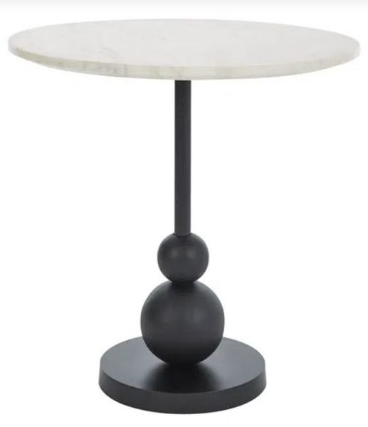 Renwil® Corrine White Marble Top Side Table with Matte Black Base ...