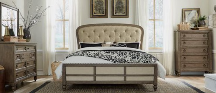 Liberty Furniture Americana Farmhouse 4 Piece Beige Dusty Taupe King Bed Set Liddiard Home Furnishings