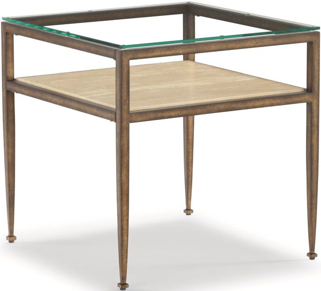 Flexsteel® Venice Glass Top Lamp Table with Black Metal Frames | Ken's ...