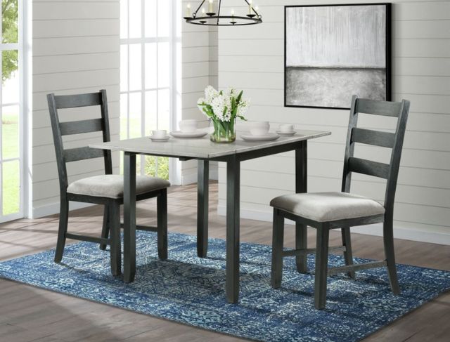 Elements International Martin 3-Piece Gray/Black Dining Table and ...