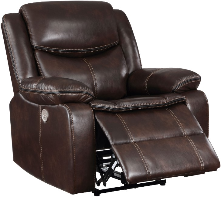 Coaster Sycamore Dark Brown Upholstered Power Recliner Chair Furniture Express Valdosta GA