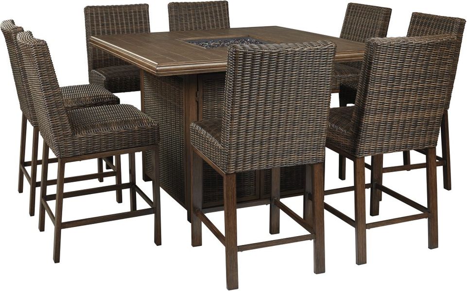 Signature Design by Ashley® Paradise Trail 9-Piece Brown Outdoor Bar ...