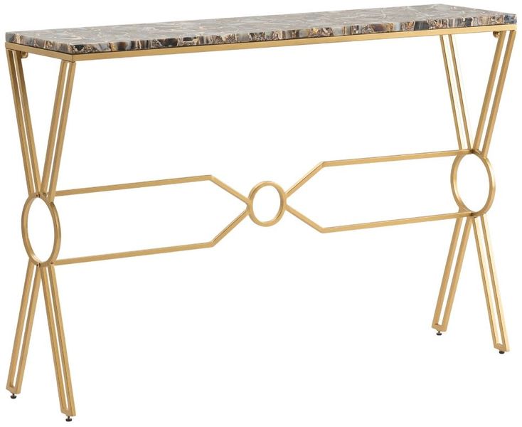 Crestview Collection Kendall Brown Agate Top Console Table with Gold ...