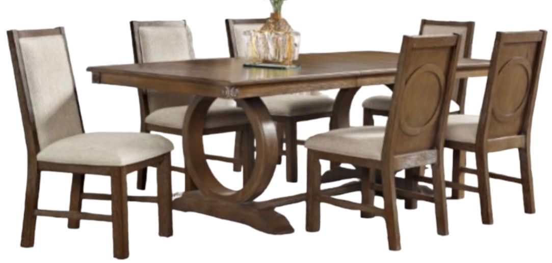 Furniture of America® Monclova 7-Piece Beige/Rustic Oak Dining Set ...