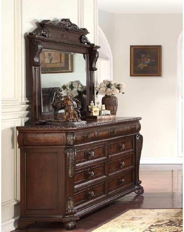 Home Insights Furniture Vintage Dark Brown Dresser and Mirror Set Miskelly Furniture