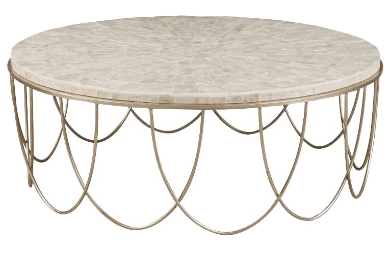 Pulaski™ Cream Top Round Cocktail Table with Gold Base | Fischer's ...
