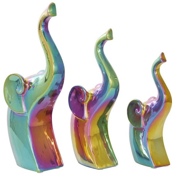 UMA Enterprise 3-Piece Multi-Colored Elephant Decorative Sculpture Set ...