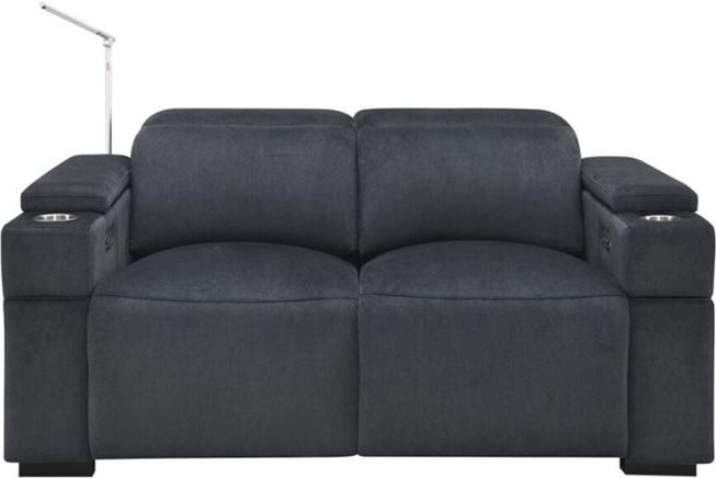 RowOne Calveri Home Entertainment Seating Charcoal 2 Chair Loveseat Great Rooms Furniture and Mattresses