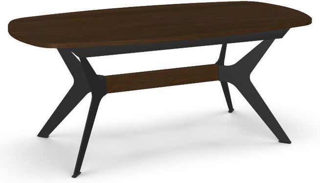 Amisco Customizable Boomerang Walnut Veneer Table with Radius Corner ...