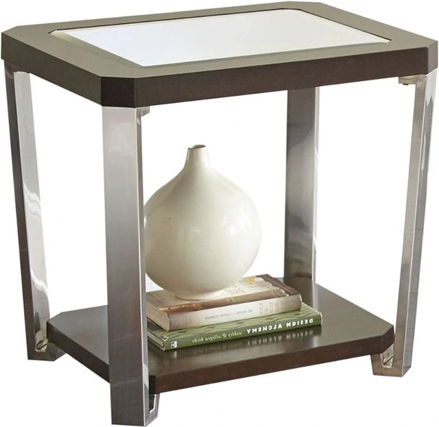 Steve Silver Co. Truman Glass Top Espresso End Table with Stainless ...
