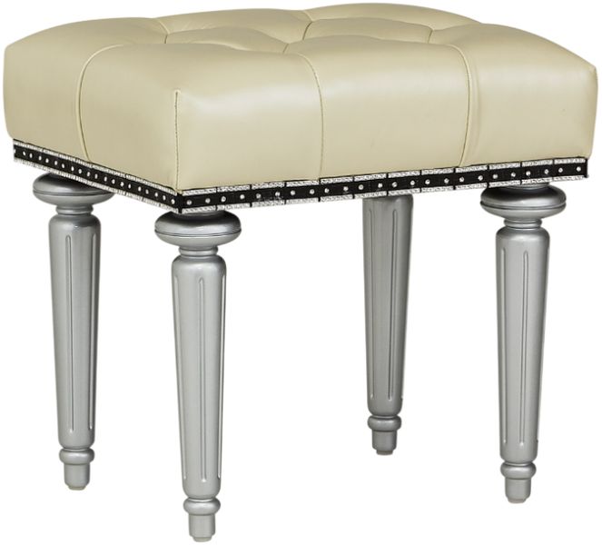Michael Amini® Hollywood Swank Creamy Pearl/Silver Leather Vanity Desk ...