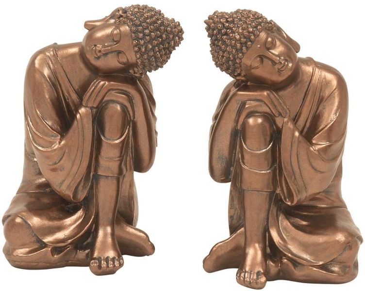 Deco Marche 2-Piece Bronze Polystone Buddha Meditating Sculpture Set ...
