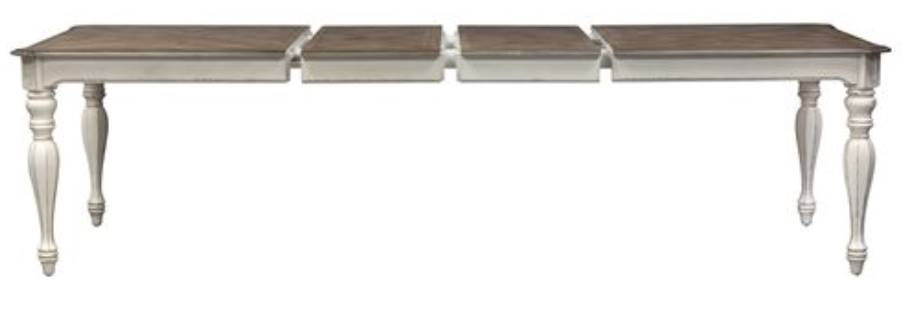 Liberty Furniture Magnolia Manor Weathered Brown Extendable Rectangular Table with Antique White Legs Liddiard Home Furnishings