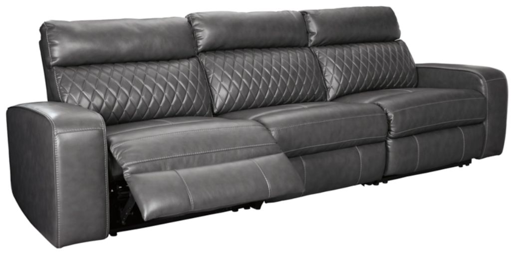 Signature Design by Ashley Samperstone 3 Piece Gray Power Reclining Sectional Sofa Park Home Store Duncansville PA