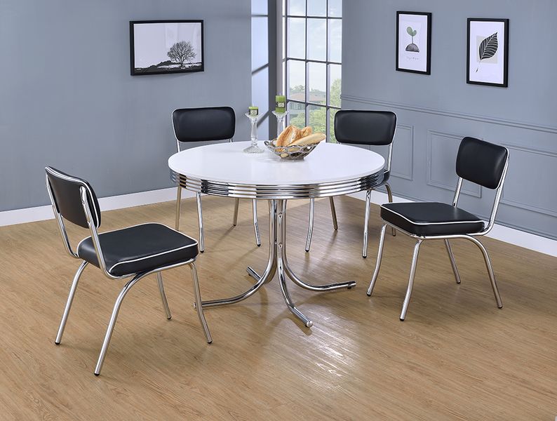 Coaster® Retro Silver Chrome 5-Piece Dining Table Set | Fischer ...
