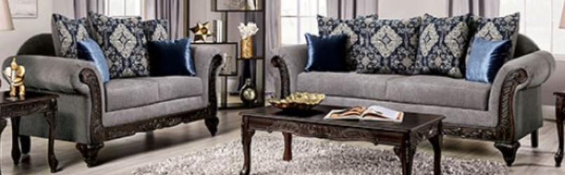Furniture of America Gustavo 2 Piece Gray Walnut Living Room Seating Set