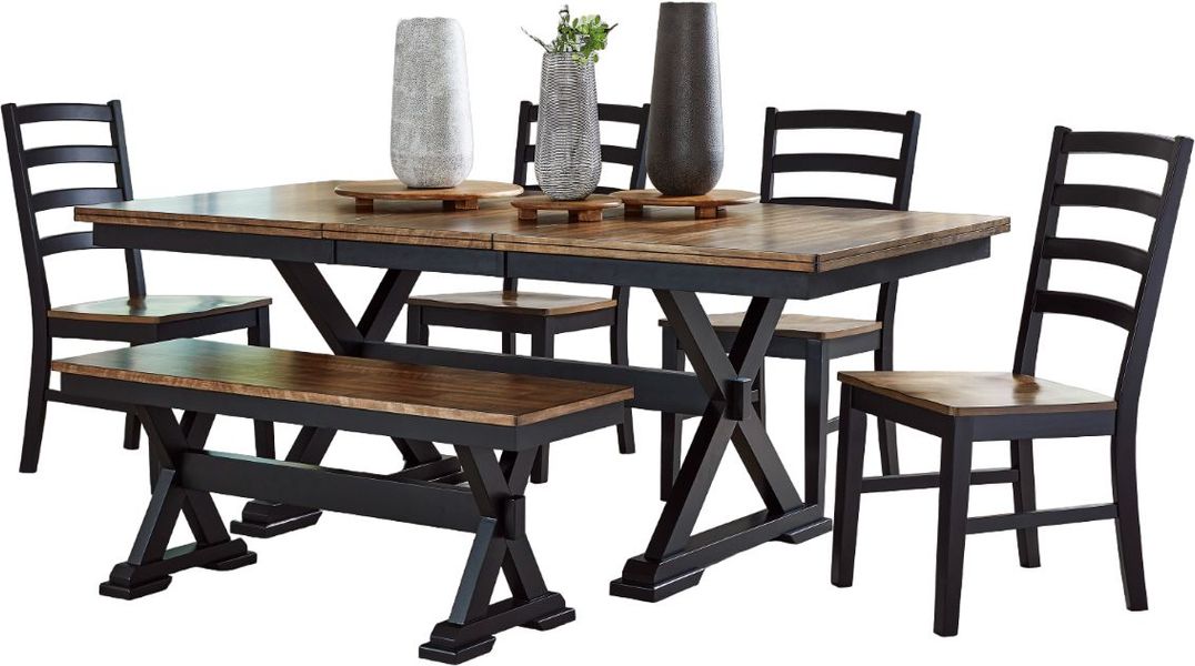 Signature Design by Ashley® Wildenauer 6-Piece Brown/Black Dining Table Set | Darvin Furniture ...